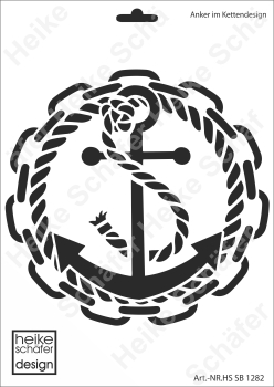 Heike Schaefer Design-Schablone-Stencil A4 212-1282 Anker im Kettendesign