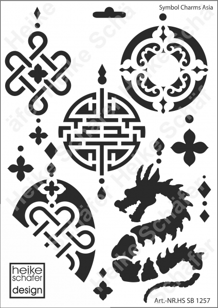 Heike Schaefer Design-Schablone-Stencil A4 086-1257 Symbol Charms Asia