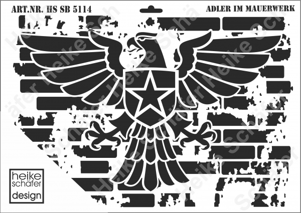 Heike Schaefer Design-Schablone-Stencil A3 261-5114 Adler im Mauerwerk